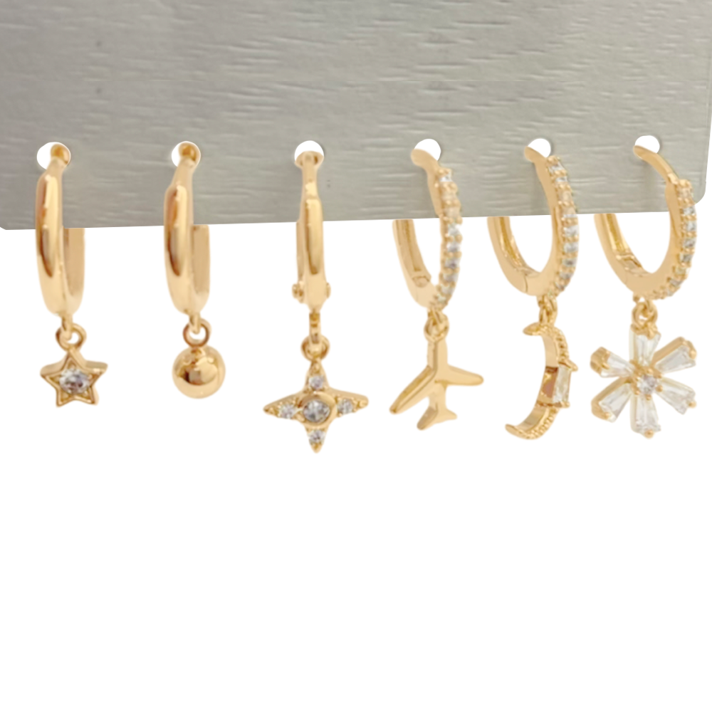 Arete piercing Avión y Estrellas varios modelos – Branchée Joyería